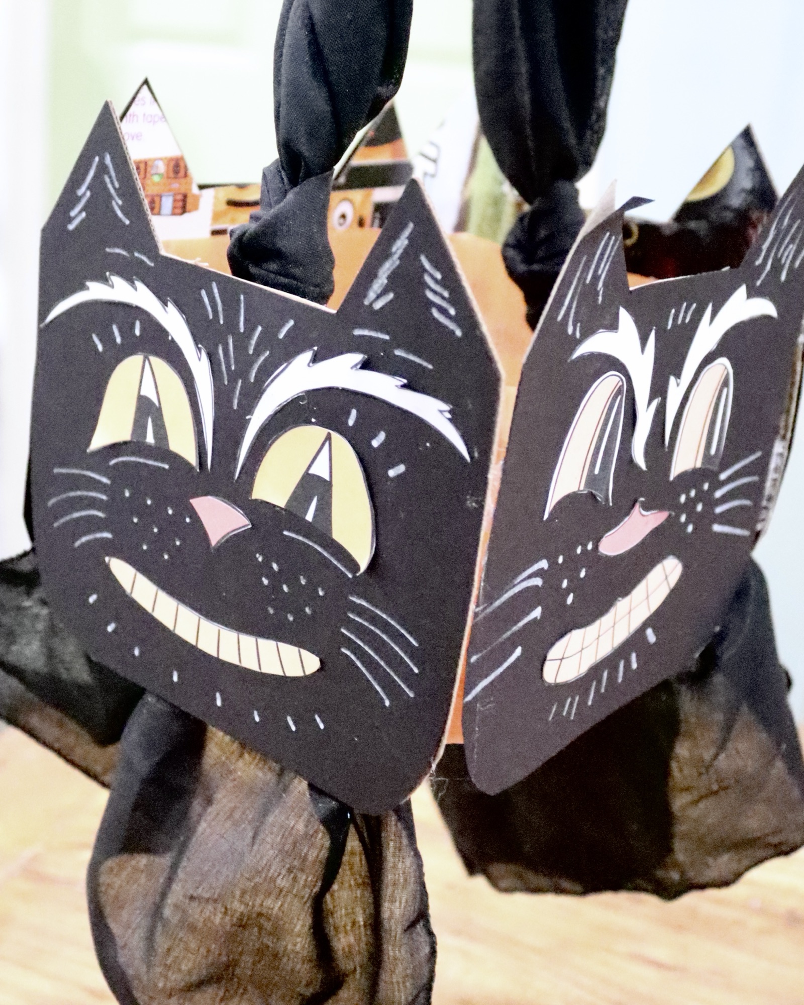 Vintage Black Cat inspired Candy Bucket Printable